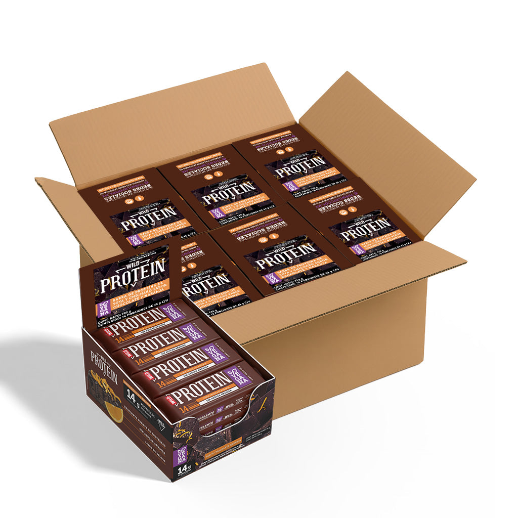Caja Master Wild Protein VEGANA Sabor Chocolate Naranja 10 displays (1 ...